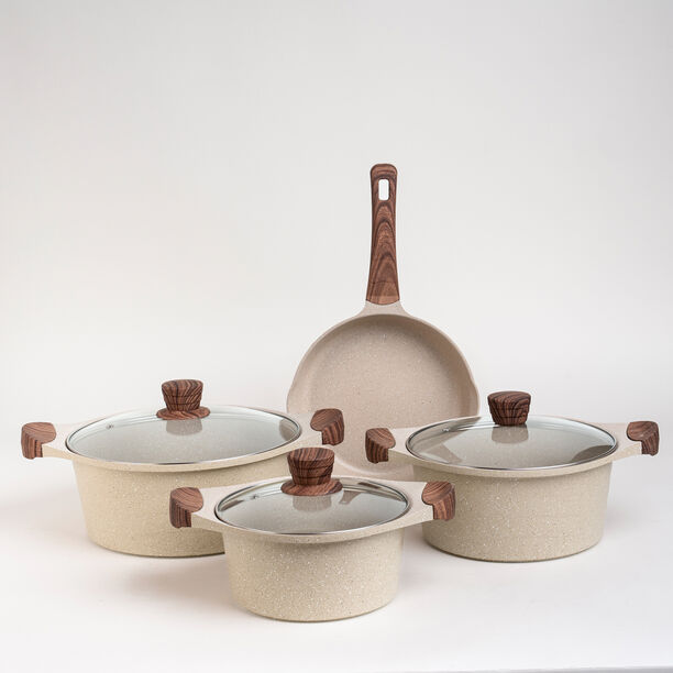 Buy Alberto 7 piece creamy granite cookware set Online | Nice