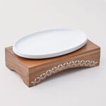 اشتري تشكيلة صدفة لاميسا طبق تقديم بورسلين مع قاعدة خشبية أونلاين | نايس