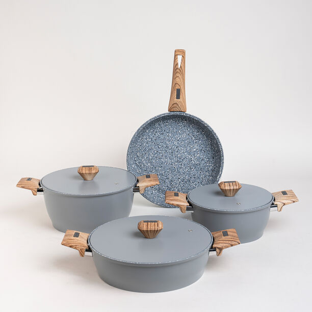 Buy Alberto 7 piece grey granite cookware set Online | Nice