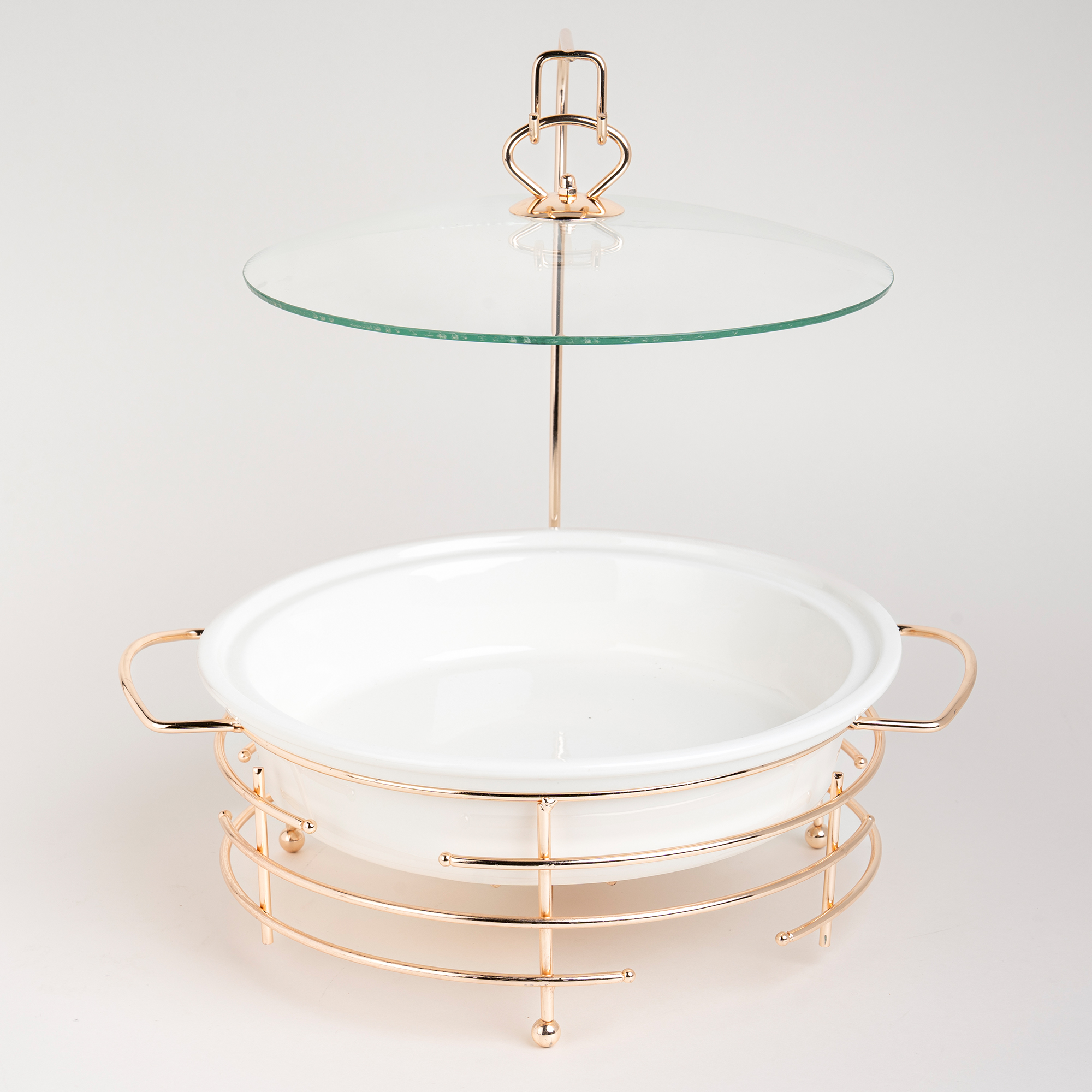 Buy Round Food Warmer With Candle Stand Silver 12" Online | Nice